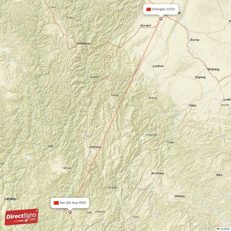 Direct flights from Pan Zhi Hua to Chengdu, PZI to CTU non-stop ...