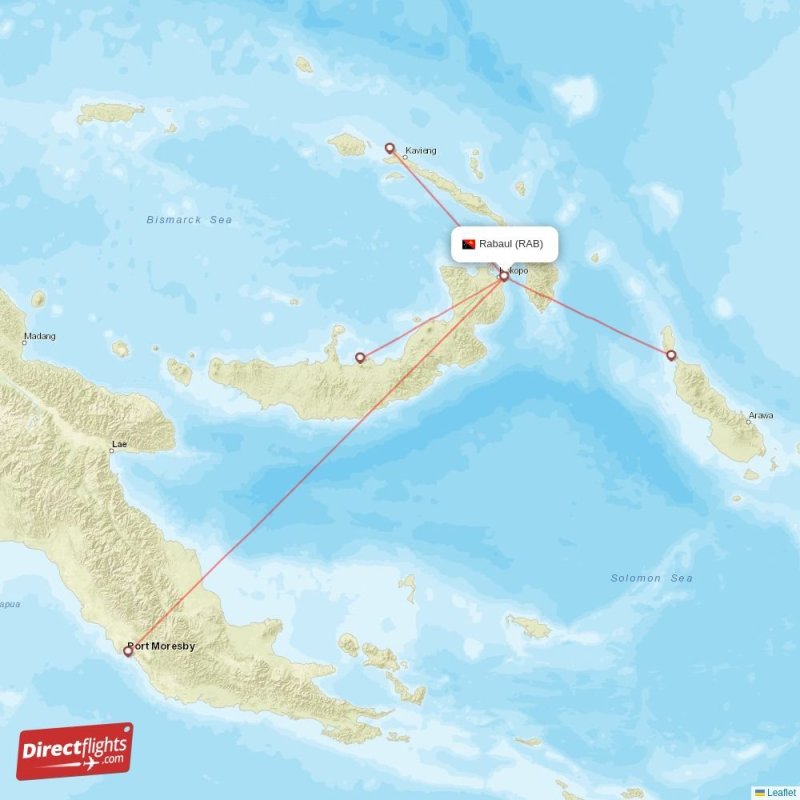 Direct flights from Rabaul - 6 destinations - RAB, Papua New Guinea ...