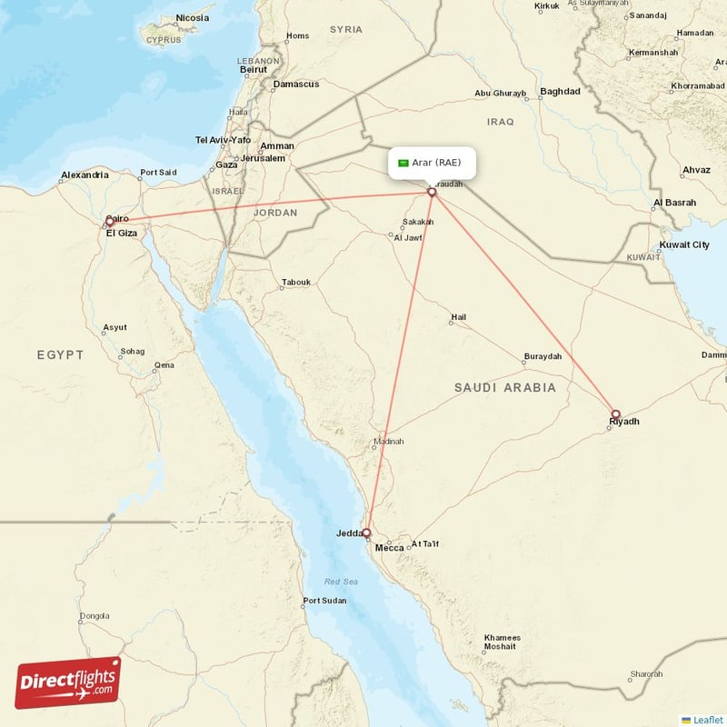 Direct flights from Arar - 3 destinations - RAE, Saudi Arabia ...