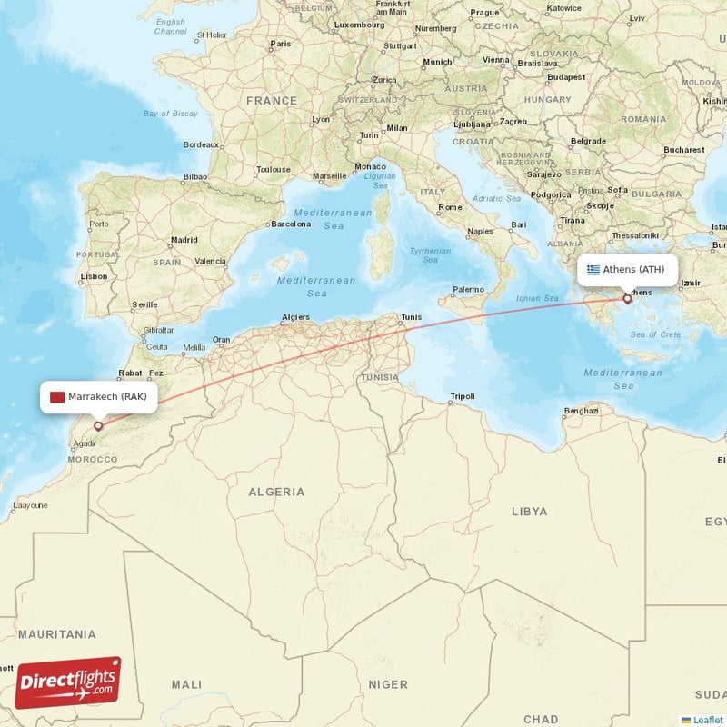 Direct flights from Marrakech to Athens, RAK to ATH non-stop - Directflights.com