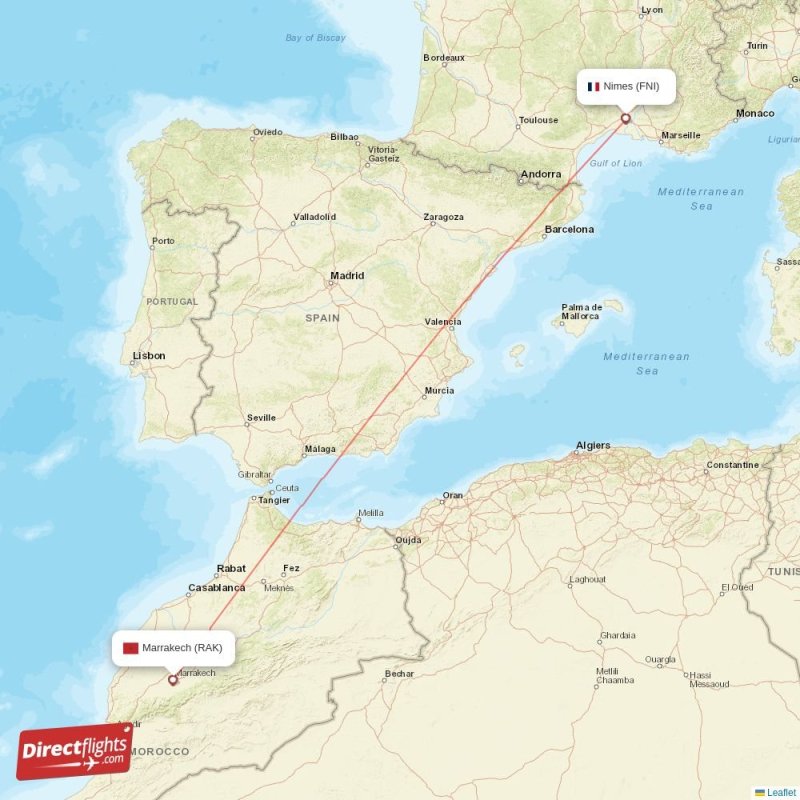 Direct flights from Marrakech to Nimes, RAK to FNI non-stop ...