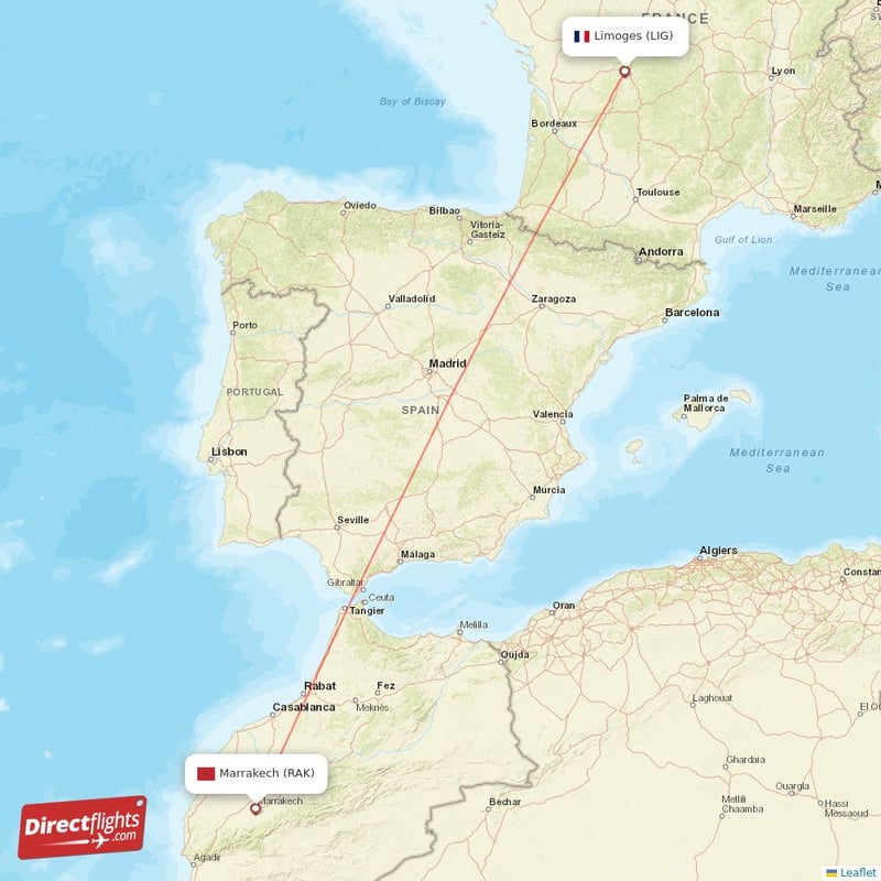 Direct flights from Marrakech to Limoges, RAK to LIG non-stop ...