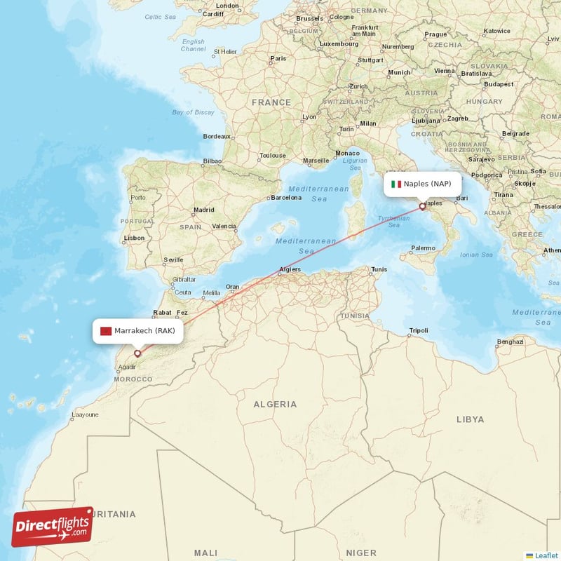 Direct flights from Marrakech to Naples, RAK to NAP non-stop - Directflights.com