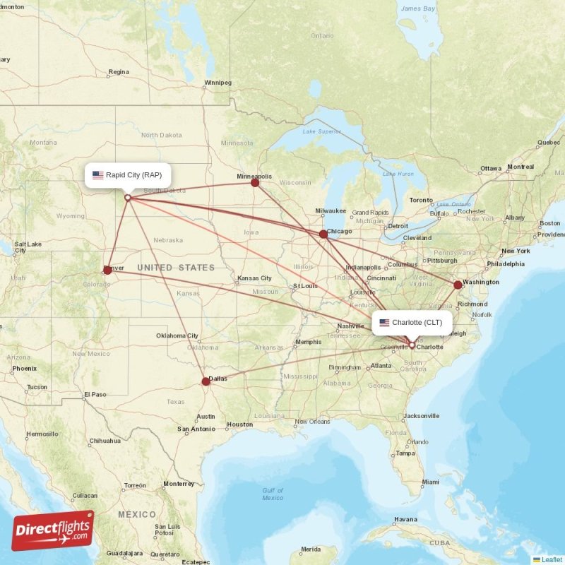 Direct flights from Rapid City to Charlotte (RAP-CLT) - Directflights.com