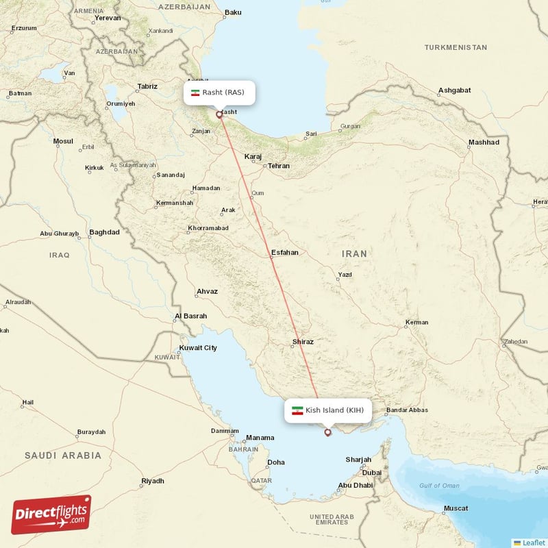 Direct flights from Rasht to Kish Island, RAS to KIH non-stop - Directflights.com