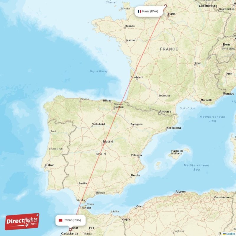 Direct flights from Rabat to Paris (RBA-BVA) - Directflights.com
