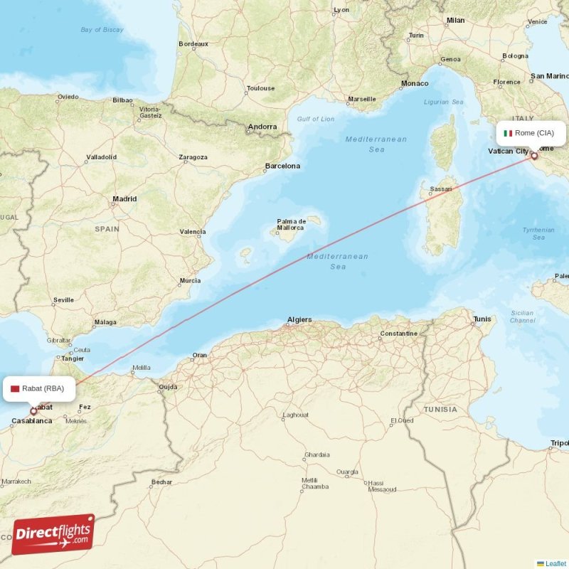 Direct flights from Rabat to Rome, RBA to CIA non-stop - Directflights.com