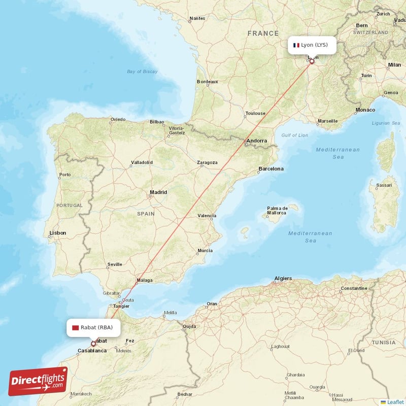 Direct flights from Rabat to Lyon, RBA to LYS non-stop - Directflights.com