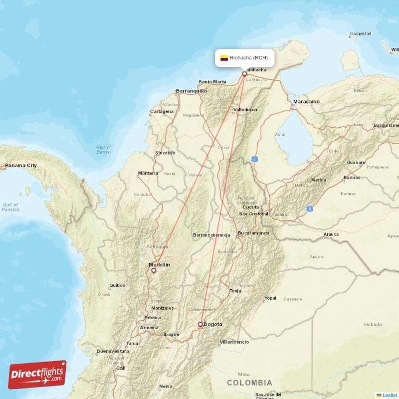 Direct flights from Riohacha - 2 destinations - RCH, Colombia ...