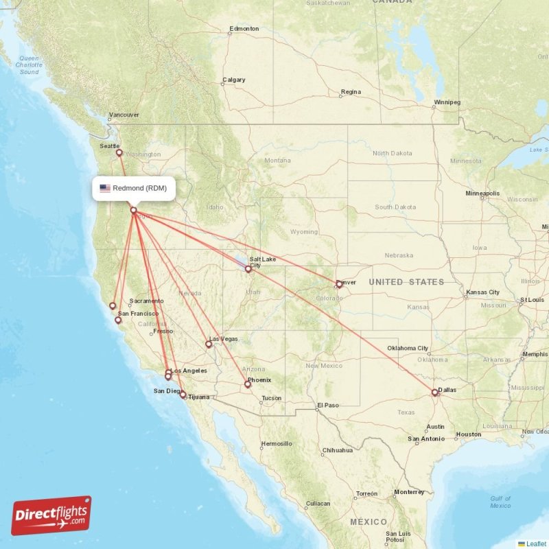 Direct flights from Redmond - 10 destinations - RDM, USA ...