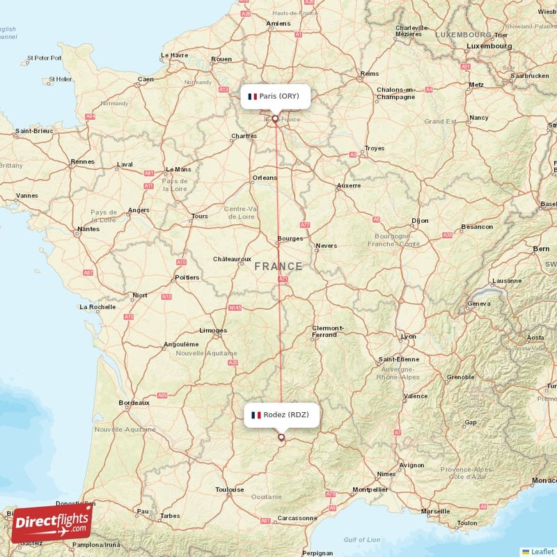 Direct flights from Rodez to Paris, RDZ to ORY non-stop - Directflights.com