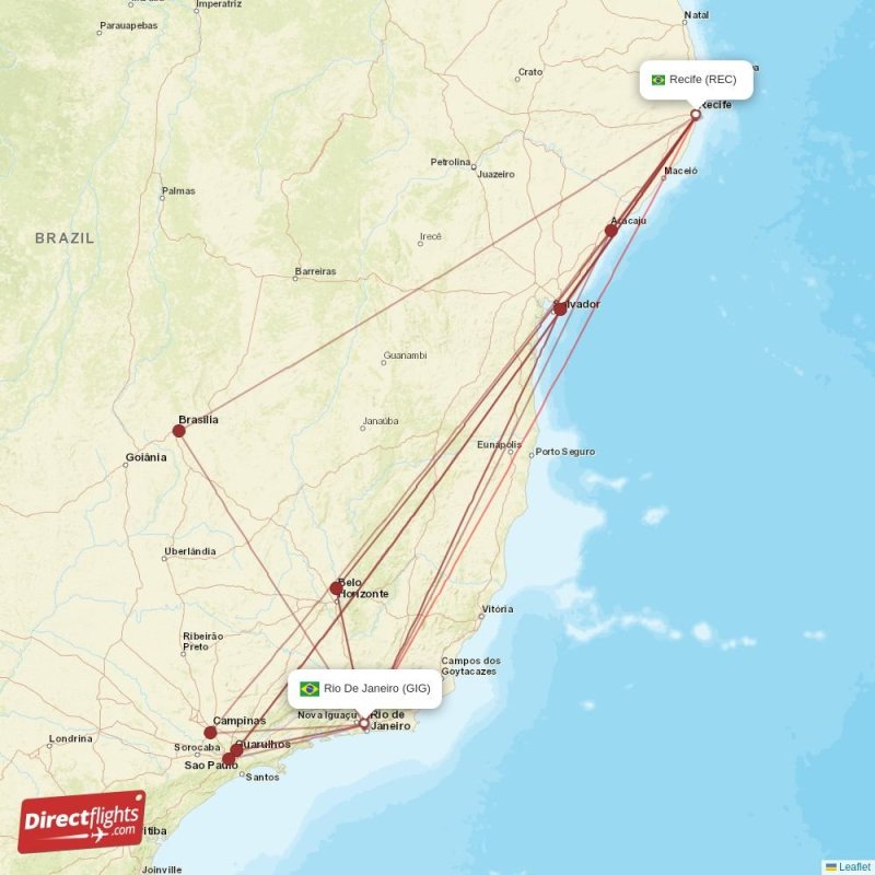 Direct flights from Recife to Rio De Janeiro, REC to GIG non-stop ...