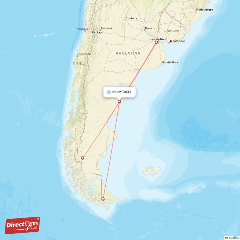 Direct flights from Trelew - 4 destinations - REL, Argentina ...