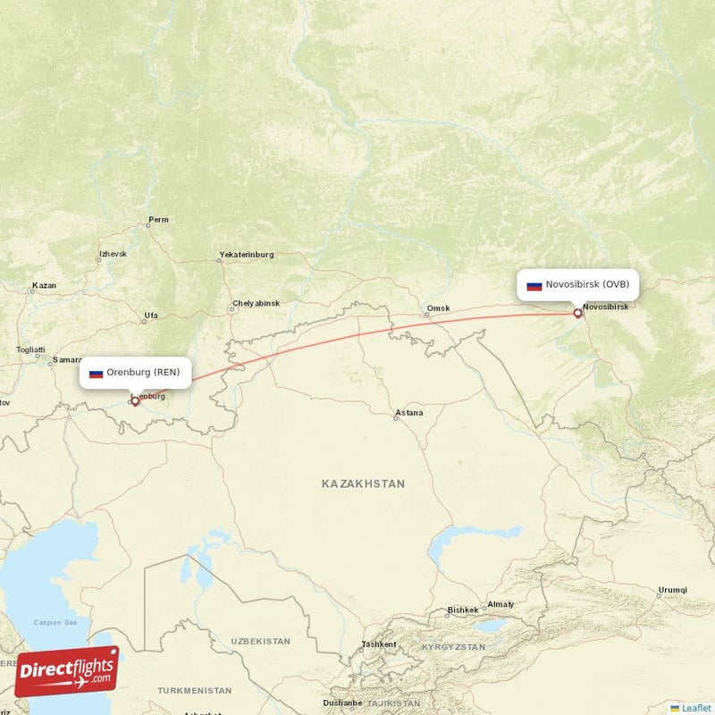 Direct flights from Orenburg to Novosibirsk, REN to OVB non-stop - Directflights.com
