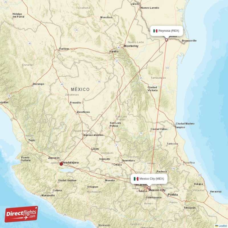 Direct flights from Reynosa to Mexico City, REX to MEX non-stop ...