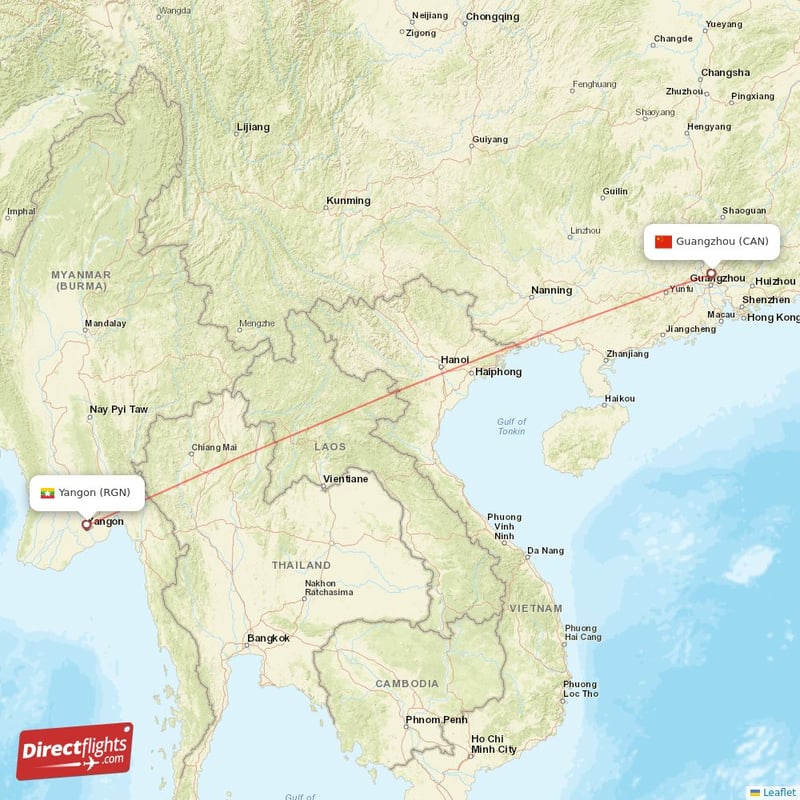 Direct flights from Yangon to Guangzhou, RGN to CAN non-stop - Directflights.com