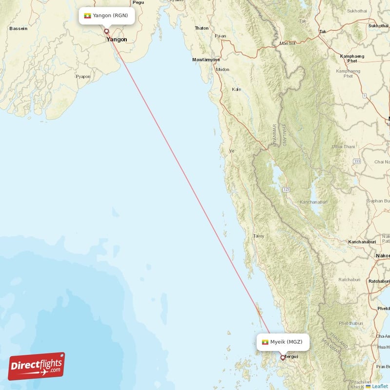 Direct flights from Yangon to Myeik, RGN to MGZ non-stop ...