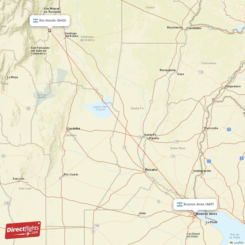 Direct flights from Rio Hondo - 1 destinations - RHD, Argentina ...