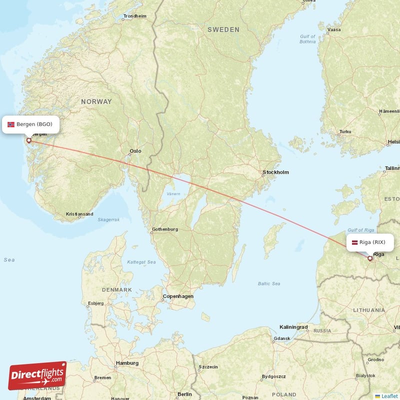 Direct flights from Riga to Bergen, RIX to BGO non-stop - Directflights.com