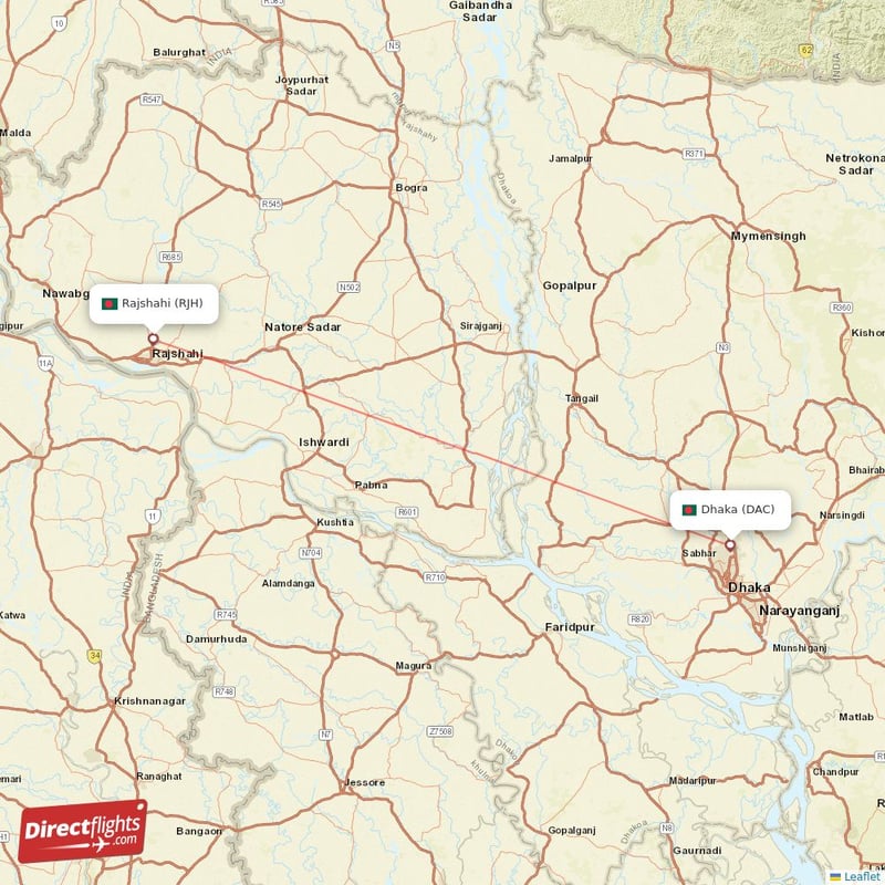 Direct flights from Rajshahi - 1 destinations - RJH, Bangladesh ...