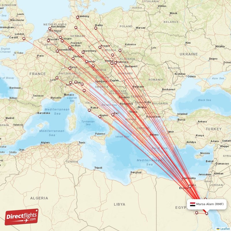 Direct flights from Marsa Alam - 32 destinations - RMF, Egypt ...