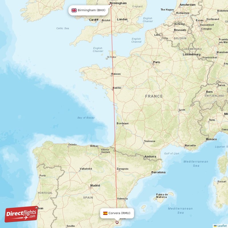 Direct flights from Corvera to Birmingham, RMU to BHX non-stop ...