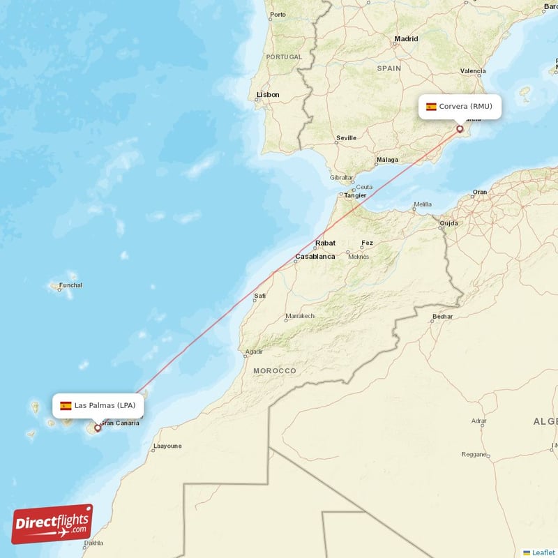 Direct flights from Corvera to Las Palmas, RMU to LPA non-stop ...