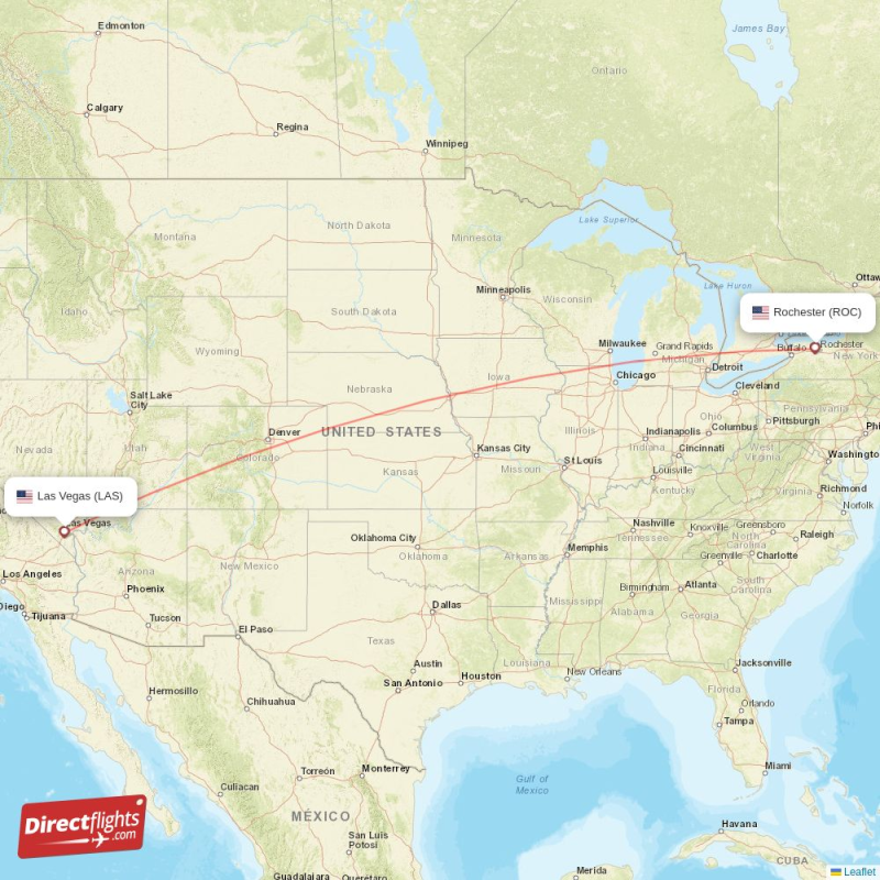 Direct flights from Rochester to Las Vegas (ROC-LAS) - Directflights.com