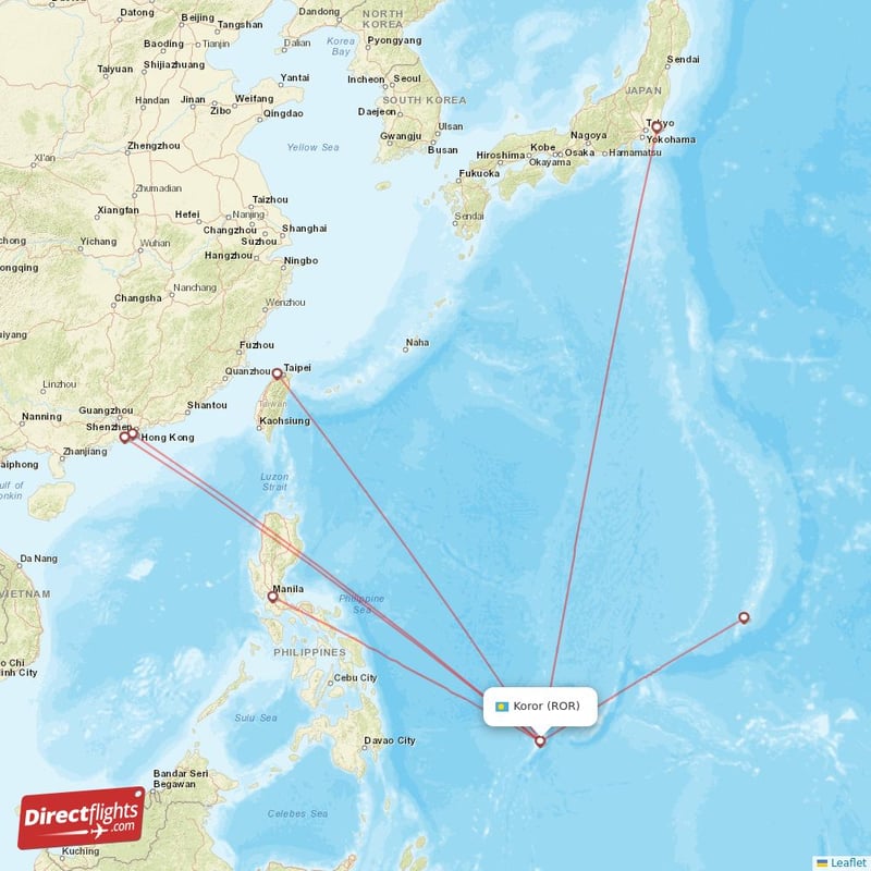Direct flights to Koror - ROR, Palau - Directflights.com