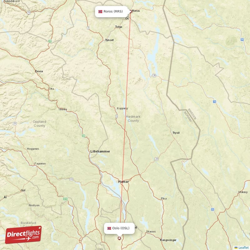 Direct flights to Roros - RRS, Norway - Directflights.com