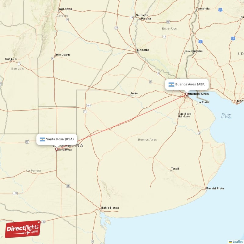 Direct flights from Santa Rosa to Buenos Aires, RSA to AEP non-stop ...