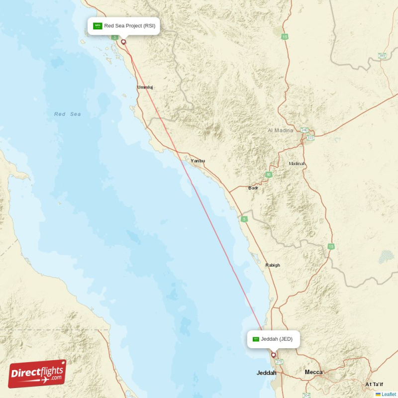 Direct flights from Red Sea Project to Jeddah (RSI-JED) - Directflights.com