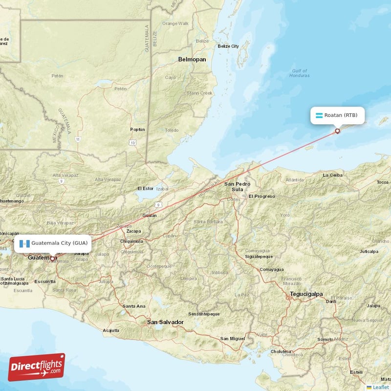 Direct flights from Roatan to Guatemala City (RTB-GUA) - Directflights.com