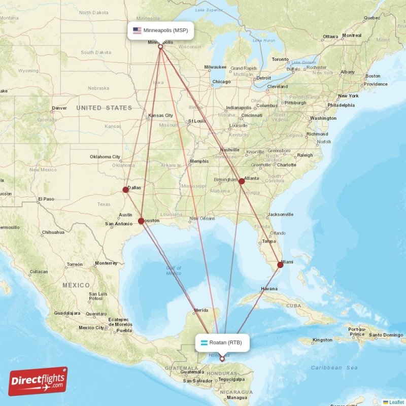 Direct flights from Roatan to Minneapolis (RTB-MSP) - Directflights.com