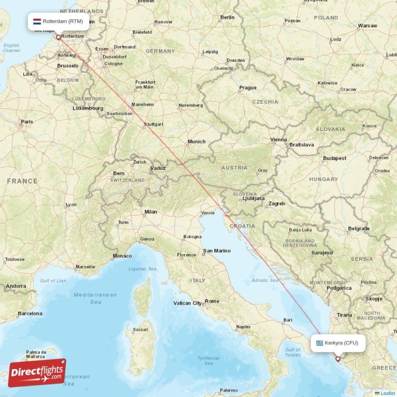 Direct flights from Rotterdam to Kerkyra (RTM-CFU) - Directflights.com
