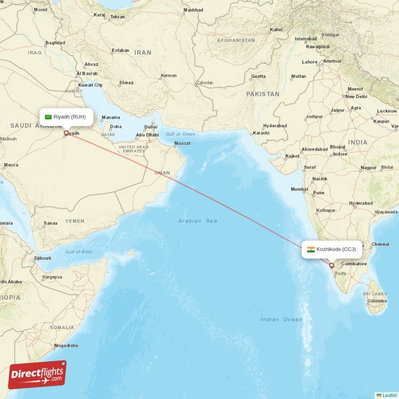 Direct flights from Riyadh to Kozhikode (RUH-CCJ) - Directflights.com