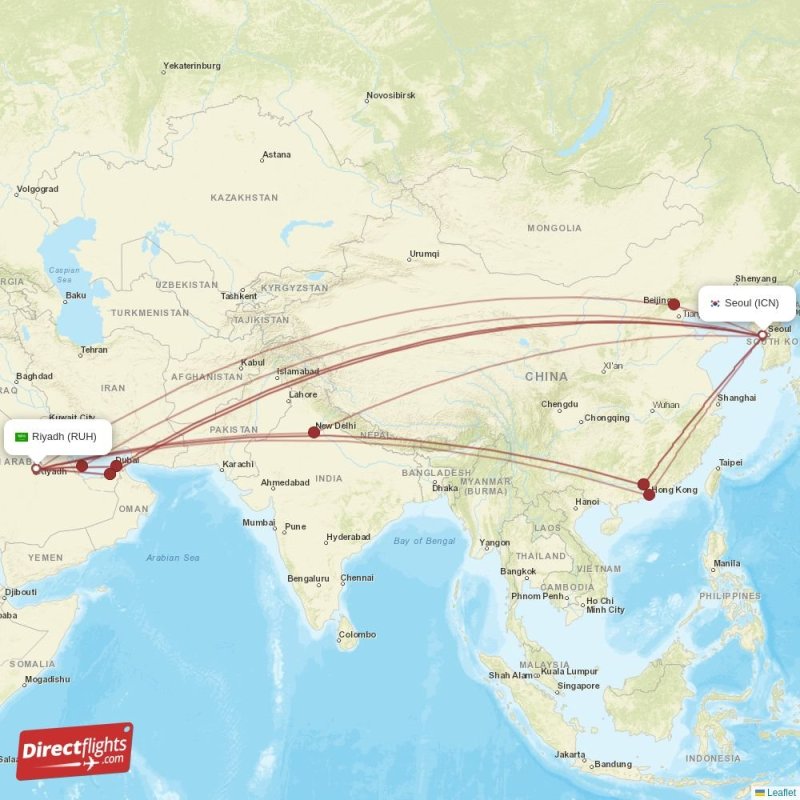 Direct flights from Riyadh to Seoul, RUH to ICN non-stop ...