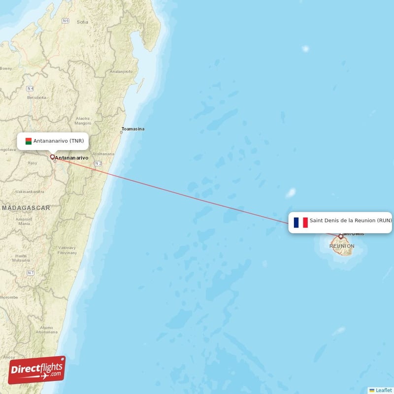 Direct flights from Saint Denis de la Reunion to Antananarivo, RUN to ...