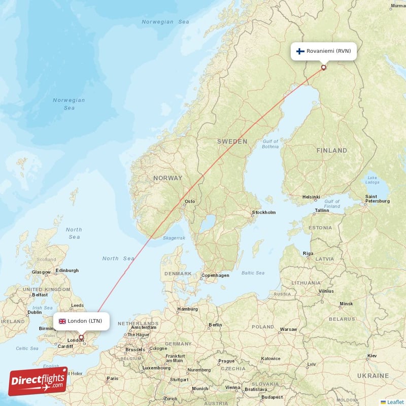 Direct flights from Rovaniemi to London, RVN to LTN non-stop - Directflights.com