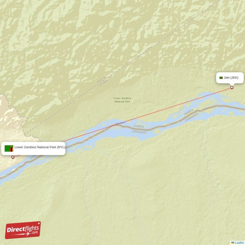 Direct flights from Lower Zambezi National Park to Jeki, RYL to JEK non ...