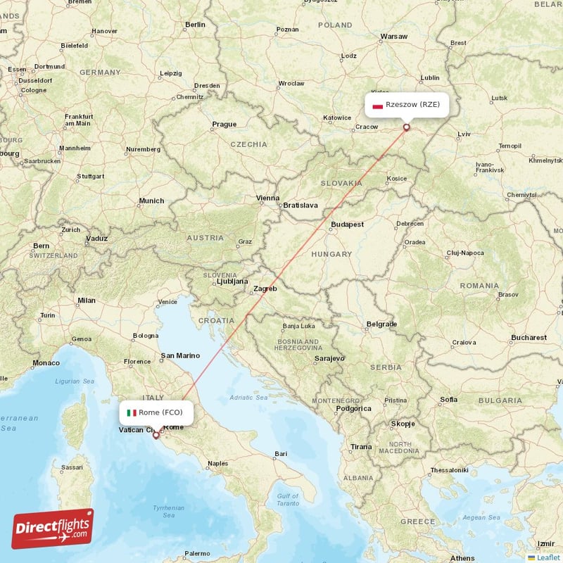 Direct flights from Rzeszow to Rome (RZE-FCO) - Directflights.com