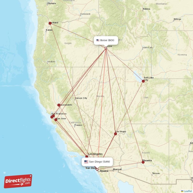 Direct flights from San Diego to Boise, SAN to BOI non-stop - Directflights.com