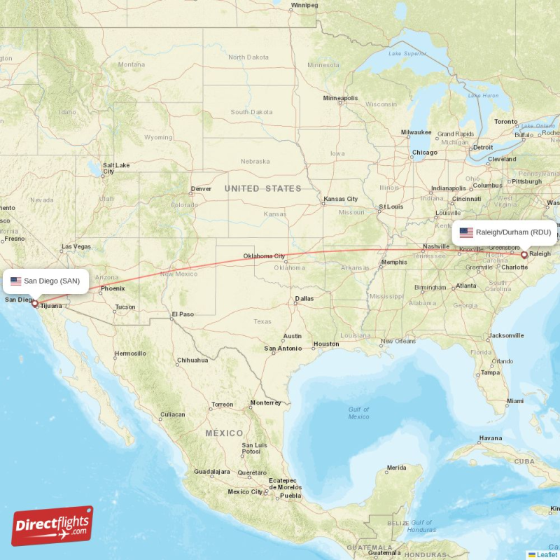 Direct flights from San Diego to Raleigh/Durham (SAN-RDU ...