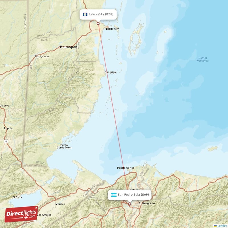 Direct flights from San Pedro Sula to Belize City, SAP to BZE non-stop - Directflights.com
