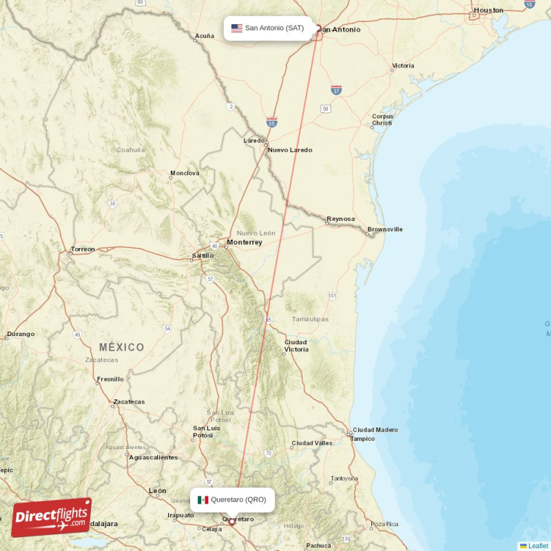 Direct flights from San Antonio to Queretaro (SAT-QRO) - Directflights.com