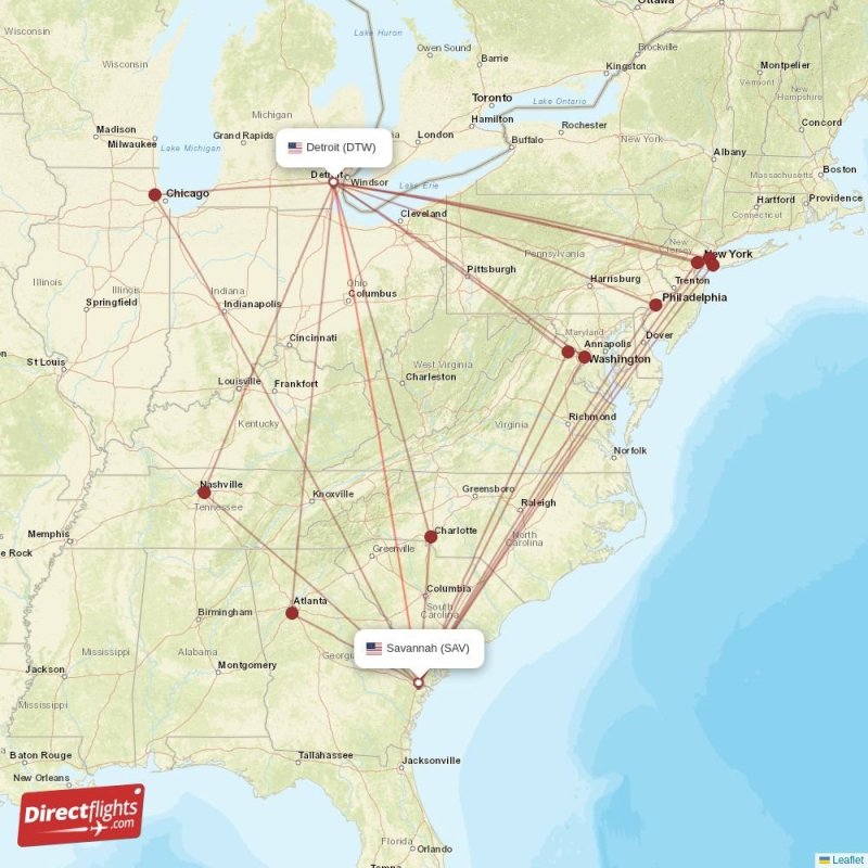 Direct flights from Savannah to Detroit, SAV to DTW non-stop ...