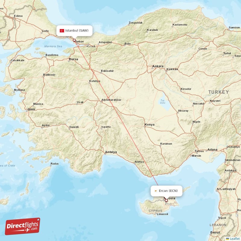 Direct flights from Istanbul to Ercan, SAW to ECN non-stop ...