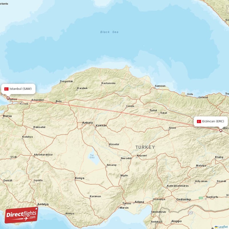Direct flights from Istanbul to Erzincan, SAW to ERC non-stop ...