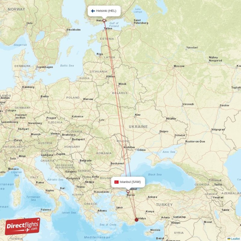 Direct flights from Istanbul to Helsinki (SAW-HEL) - Directflights.com