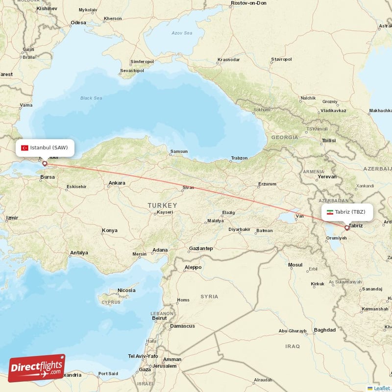 Direct flights from Istanbul to Tabriz, SAW to TBZ non-stop - Directflights.com